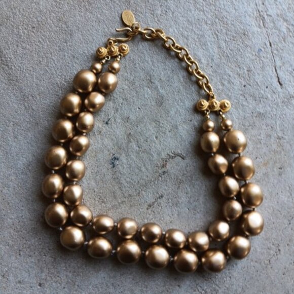 Carolee | Jewelry | Vintage Carolee Matte Gold Tone Double Strand ...